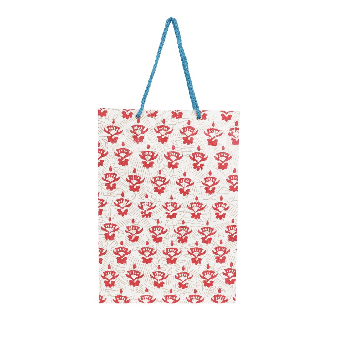 Recycled Paper Multicolour Leaf Print Gift Paper Carry Bag – Indha