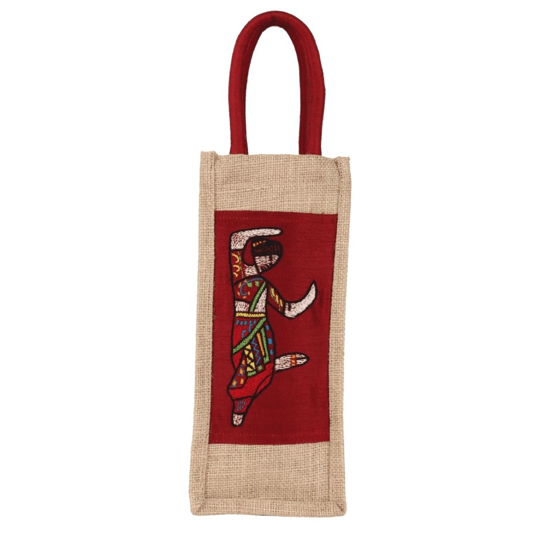 Indha Handcrafted Jute Bottle Bag | Eco Friendly Jute Bottle Cover | S