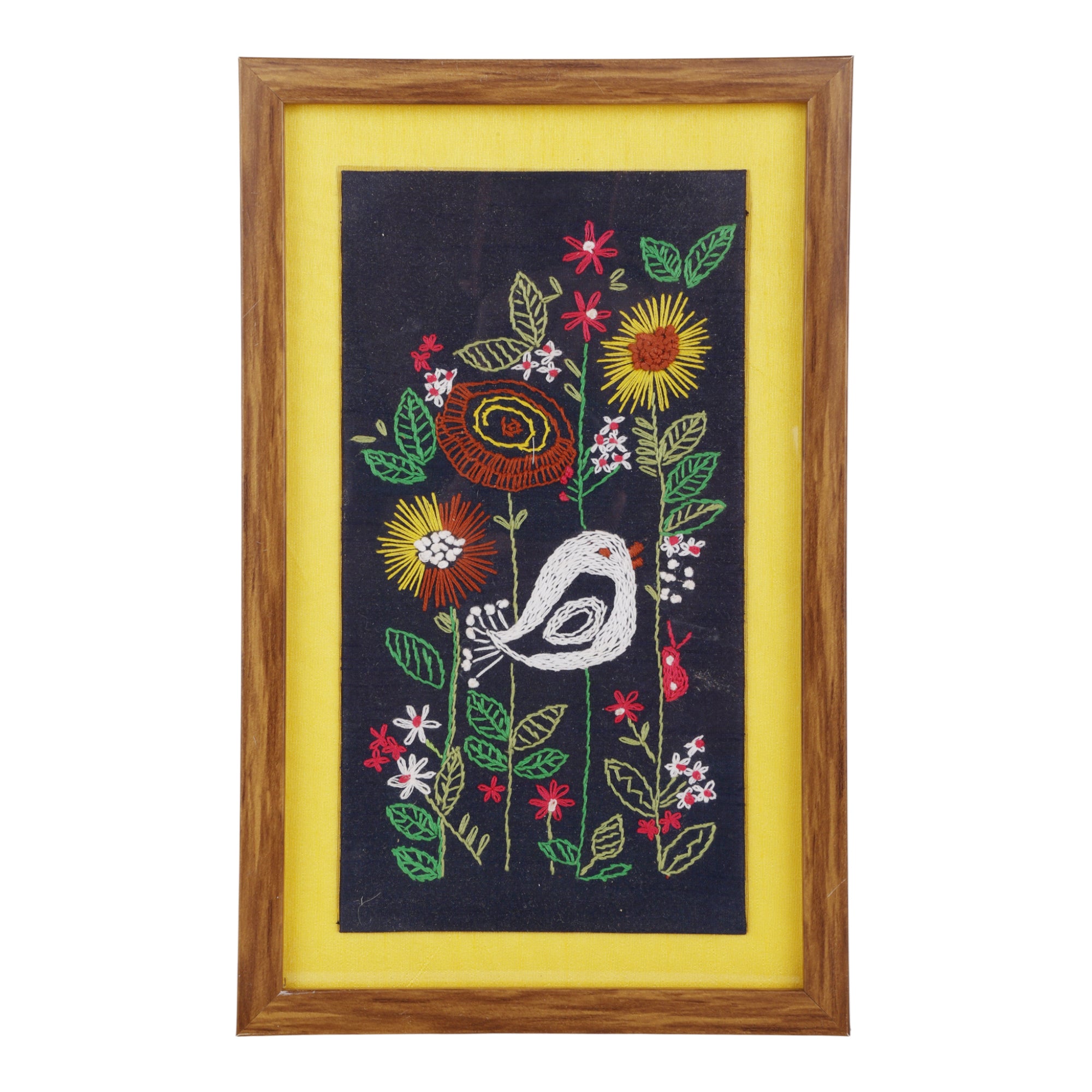 Indha Hand-Crafted Wall Décor Set of 2 – Floral & Bird Hand Embroidery